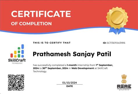 Prathamesh Patil On Linkedin Webdevelopment Internship Skillcrafttechnology