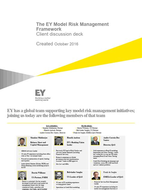 The Ey Model Risk Management Framework Client Discussion Deck Pdf Risk Life Cycle Assessment The Ey Model Risk Management Framework Client Discussion Deck Pdf Risk Life Cycle Assessment