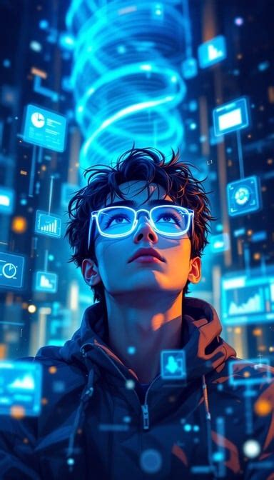 Free Future Data Analyst Photo Cyberpunk Futuristic Holographic