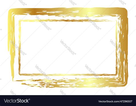 Simple Double Line Rectangle Frame From Gold Vector Image