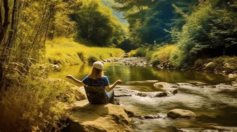 溪边游玩的女子高清图片下载 正版图片600228206 摄图网