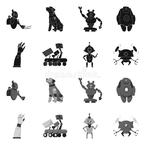 Vector Design Of Robot And Factory Symbol Set Of Robot And Space Stock Symbol For Web Stock