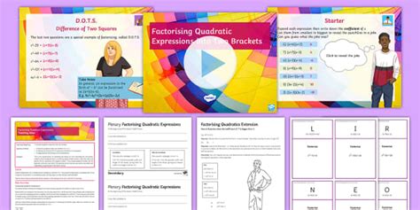 Factorizing Quadratic Expressions Lesson Pack Teacher Made