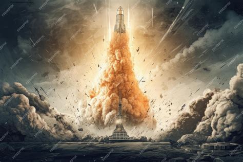 Premium Ai Image Space Wallpaper Rocket Launch Explosion With Fire