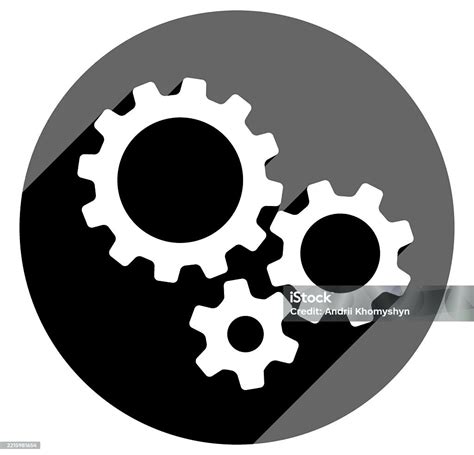 세 개의 연동 기어는 프로세스 팀워크 및 엔지니어링을 상징합니다 긴 그림자가 있는 현대적인 아이콘 디자인 인포그래픽 프리젠테이션 및 웹 디자인에 적합합니다 개념에 대한 스톡