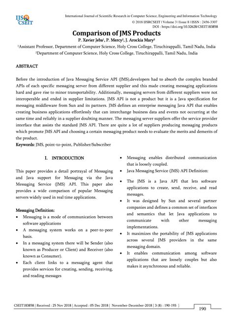 Pdf Comparison Of Jms Products