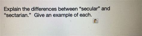 Solved Explain The Differences Between “secular And