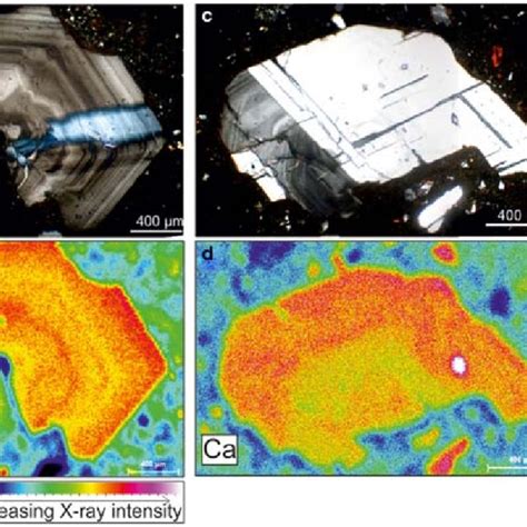 Photomicrographs And μ Xrf Element Maps Of Zoned Plagioclase