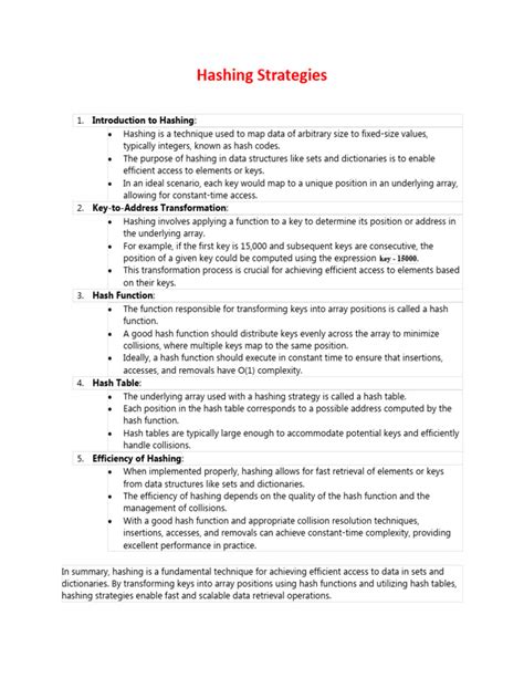 Hashing Strategies Pdf Database Index String Computer Science