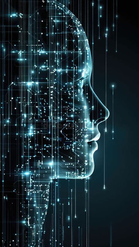 A Profile Of A Digital Human Head Constructed Of Glowing Circuitry Against A Dark Blue