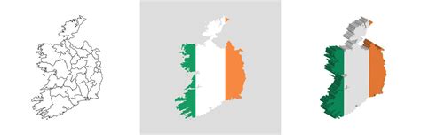 Ireland Outline Fill With Flag And 3d Map 60264139 Vector Art At Vecteezy