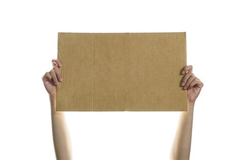 Premium Photo Woman Hand Holding A Blank Placard