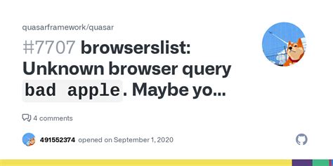 Browserslist Unknown Browser Query `bad Apple` Maybe You Are Using