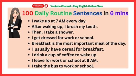Daily Routine Examples Daily Routine Sentence In English
