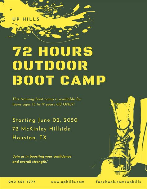 Free Boot Camp Flyer Templates Editable And Printable