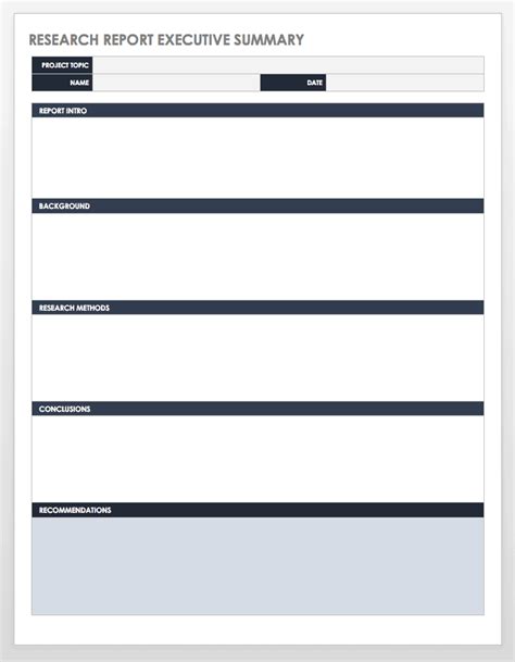 Template For Summary Report Toptemplate My Id