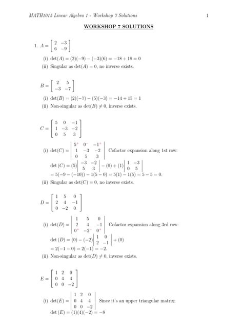 Workshop7solns Pdf Mathematical Analysis Mathematics