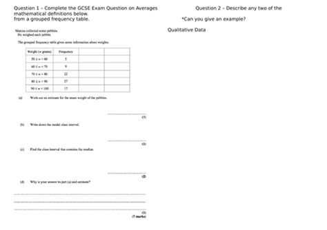 Averages From Grouped Frequency Tables Teaching Resources