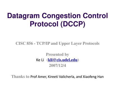Ppt Datagram Congestion Control Protocol Dccp Powerpoint Presentation Id 3306230