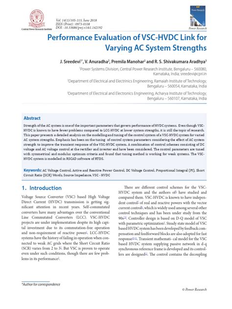 Performanceevaluationofvsc Hvdc Pdf Power Inverter High Voltage Direct Current