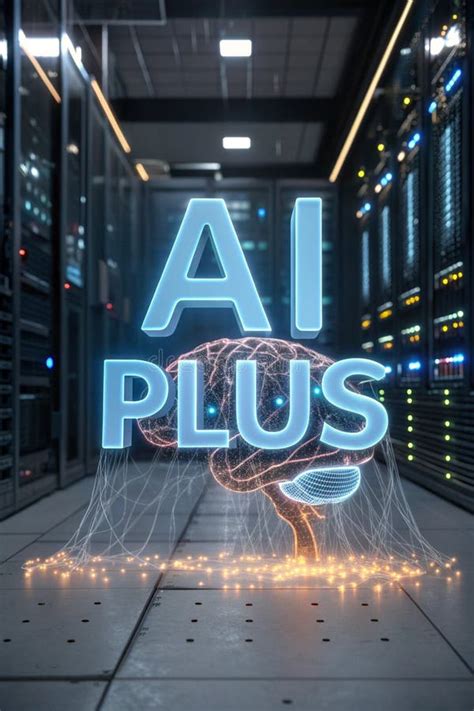 3d Rendering Of Ai Plus With Digital Brain Processing Big Data Stock Illustration Illustration