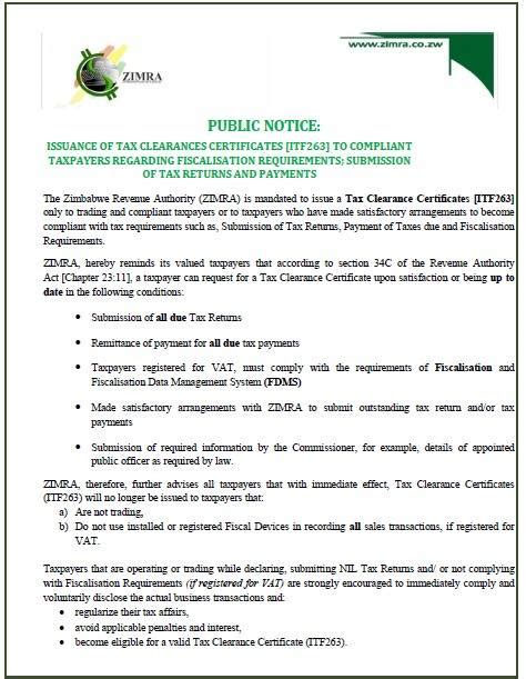 Zimbabwe Revenue Authority Zimra Harare