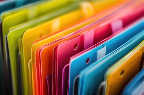 Colorful File Folders In A CloseUp View Premium AI Generated Image