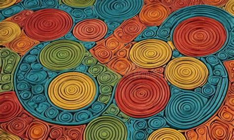 Vibrant Abstract Composition Features Overlapping Circles In Red Orange Yellow Green Blue