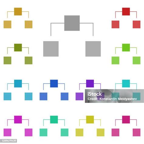여러 색상의 결정 트리 아이콘입니다 간단한 글리프 Ui 및 Ux 웹 사이트 또는 모바일 응용 프로그램에 대한 차트 및 다이어그램