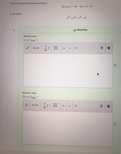 Solved Find The Minimum And Maximum Points Of F X Y Z 42
