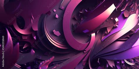 Abstract Art With Overlapping Shapes And Patterns In Shades Of Purple Generative Ai Stock
