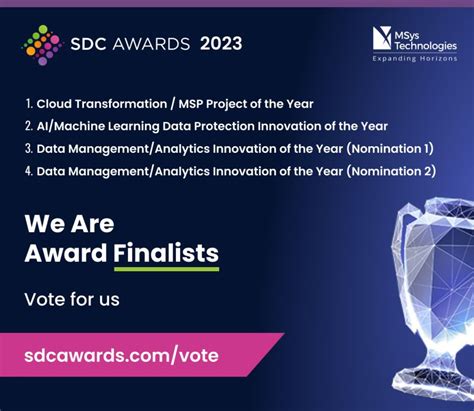 Vote For Msys Technologies For Sdc Awards Msys Technologies Posted