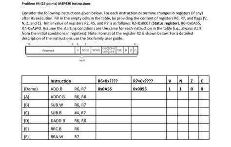 Solved Problem 4 25 Points Msp430 Instructions Consider