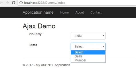 Ajax Call For Dropdown Lists In Mvc