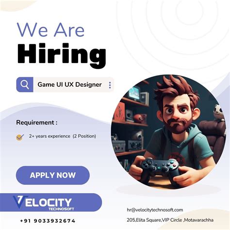 Velocity Technosoft On Linkedin 🎨 We Are Hiring Role Game Uiux Designer On Site Location