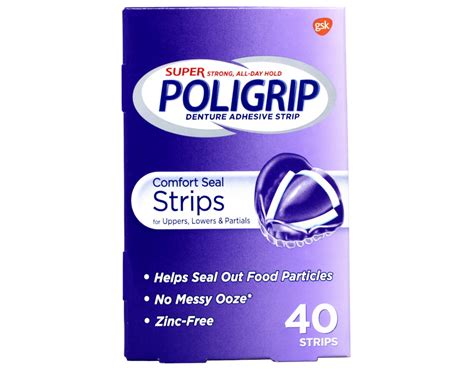 Super Poligrip Comfort Seal Denture Adhesive Strips 40 Strips