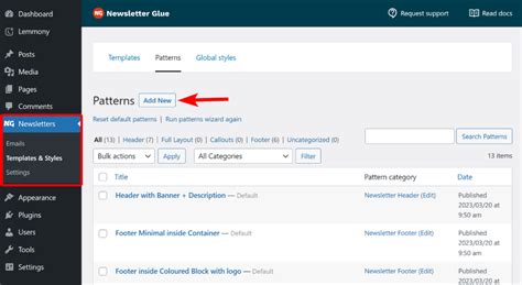 Pattern Editor Overview Newsletter Glue Documentation