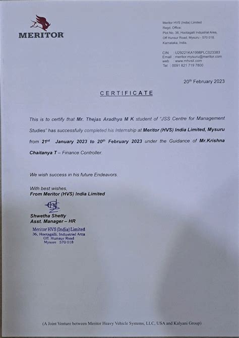 Thejas Aradhya Mk On Linkedin Finance Intern Meritor Cummins