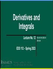 Lect Derivatives And Integrals Pdf Derivatives And Integrals Lecture No EDD