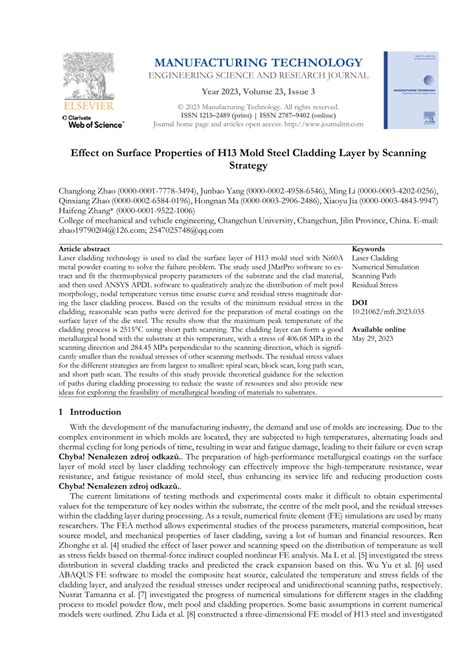 Pdf Effect On Surface Properties Of H13 Mold Steel Cladding Layer By