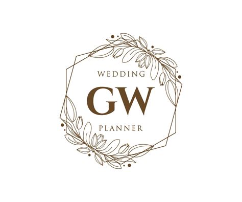 Gw Initials Letter Wedding Monogram Logos Collection Hand Drawn Modern Minimalistic And Floral