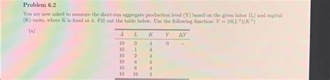 Solved Problem 6 2 You Are Now Asked To Measure The Short Run Aggregate 1 Answer