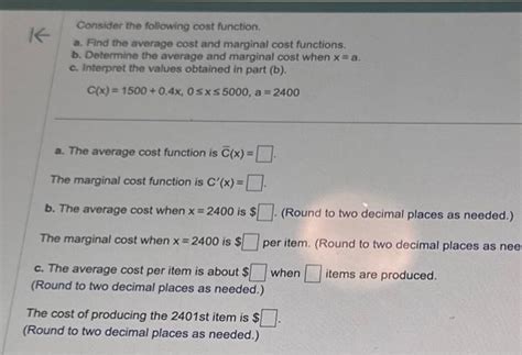 Solved Consider The Following Cost Function A Find The Chegg Com