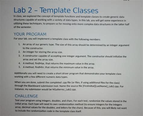 Solved Lab Template Classes In Class We Explored The Chegg Com