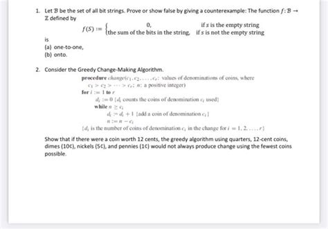 Solved 1 Let B Be The Set Of All Bit Strings Prove Or Show