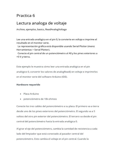 arduino practica 6 readanalogvoltage pdf arduino voltaje