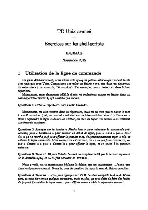 exercices unix avancé sur les shell scripts coursinfopdf