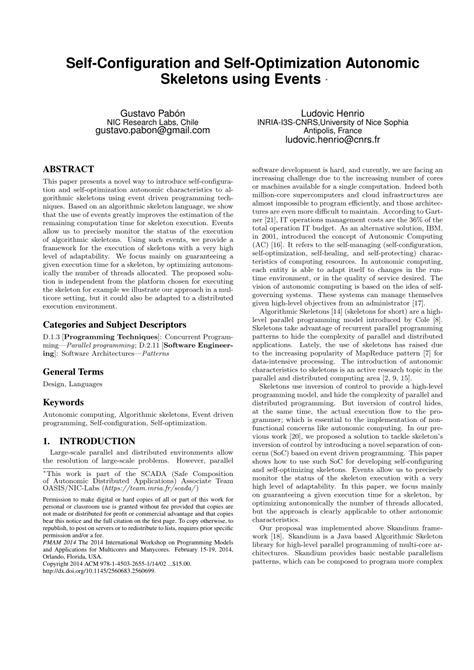 Pdf Self Configuration And Self Optimization Autonomic Skeletons Using Events