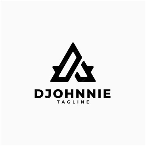 A Dj D 및 J가 있는 삼각형 이니셜 모노그램 로고 프리미엄 벡터