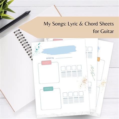 My Songs Lyric And Chord Sheets For Guitarists Printable Songwriting